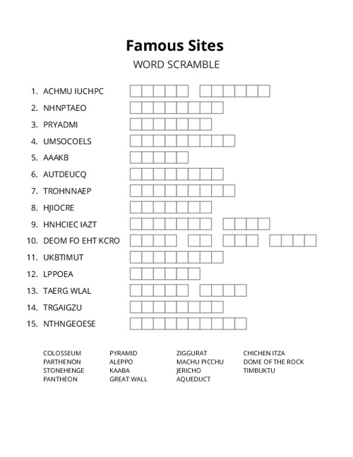Free Printable Word Scramble Puzzles | Create Your Own